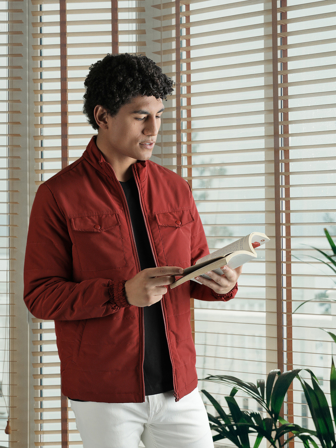 Buy Allen Solly Men Rust Red Solid Padded Jacket - Jackets for Men ...