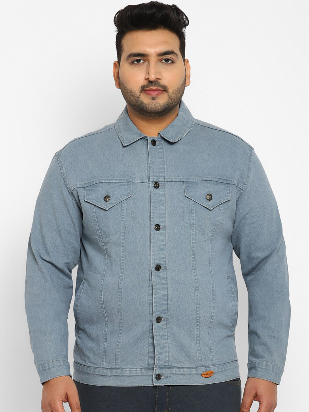 Buy Urbano Plus Men Regular Fit Washed Full Sleeve Denim Jacket ...