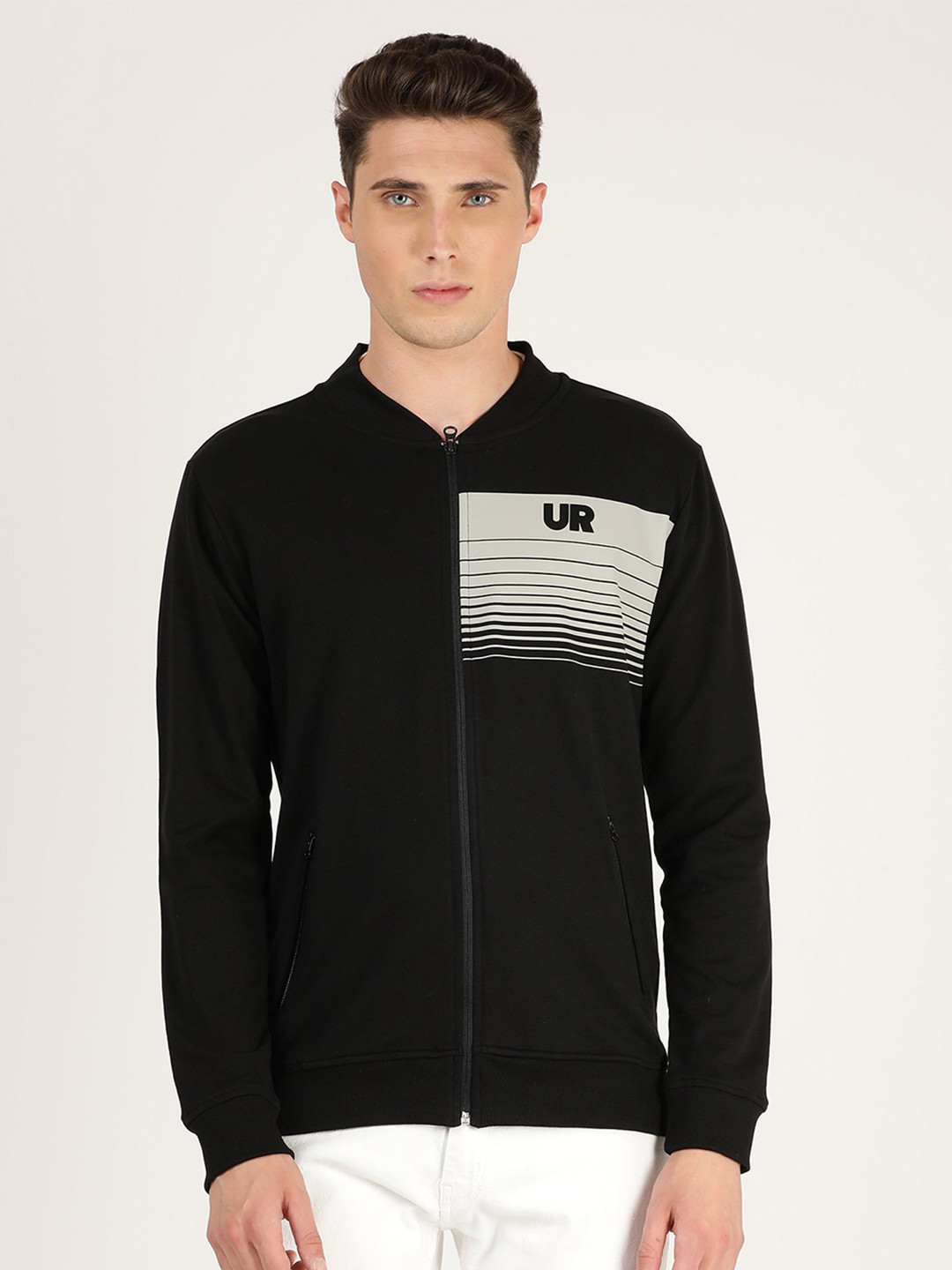 Buy Lee Men Black Striped Hooded Sweatshirt - Sweatshirts for Men ...