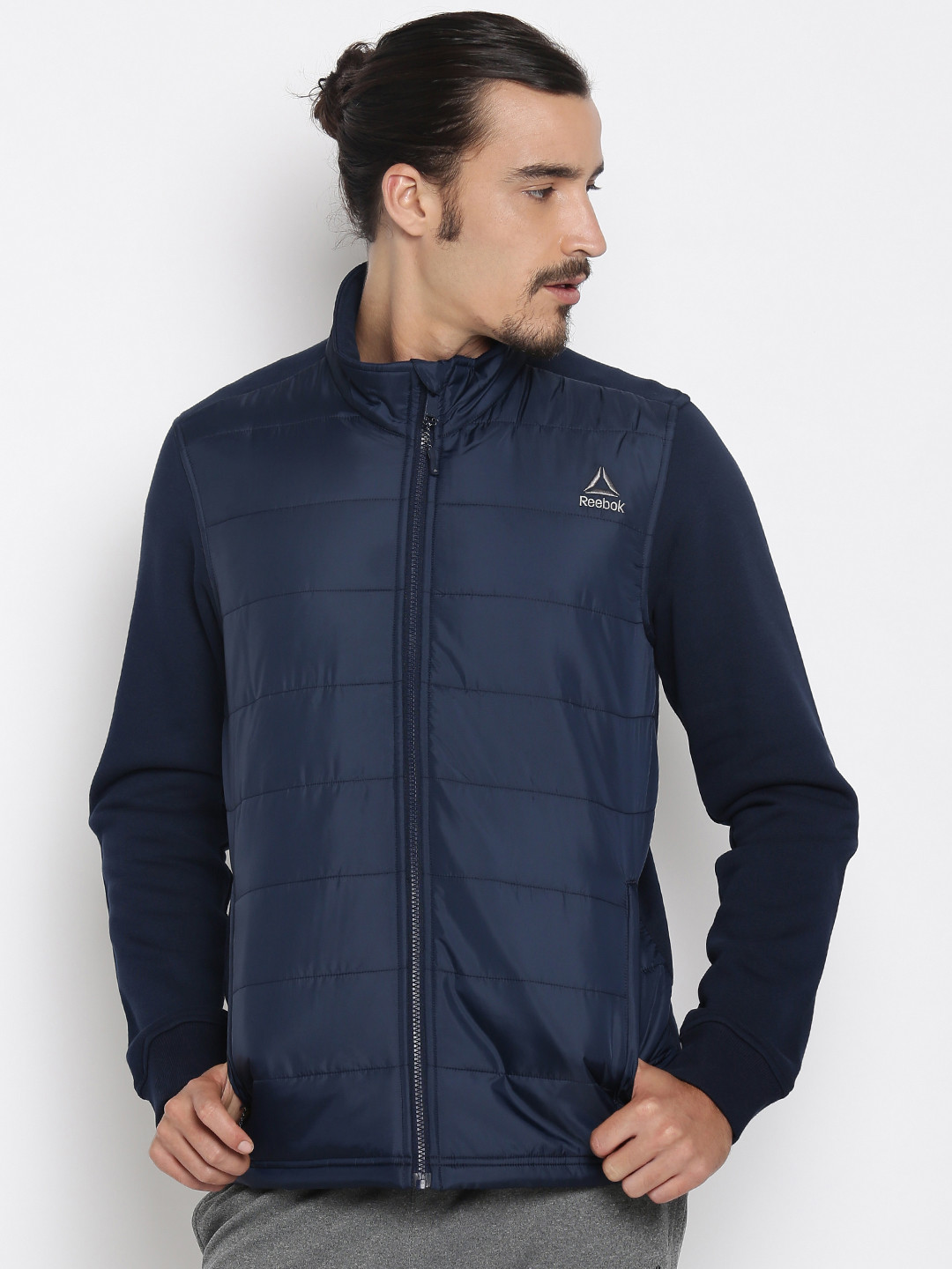 Buy Reebok Men Navy Blue Solid Padded Jacket - Jackets for Men 2036440 ...