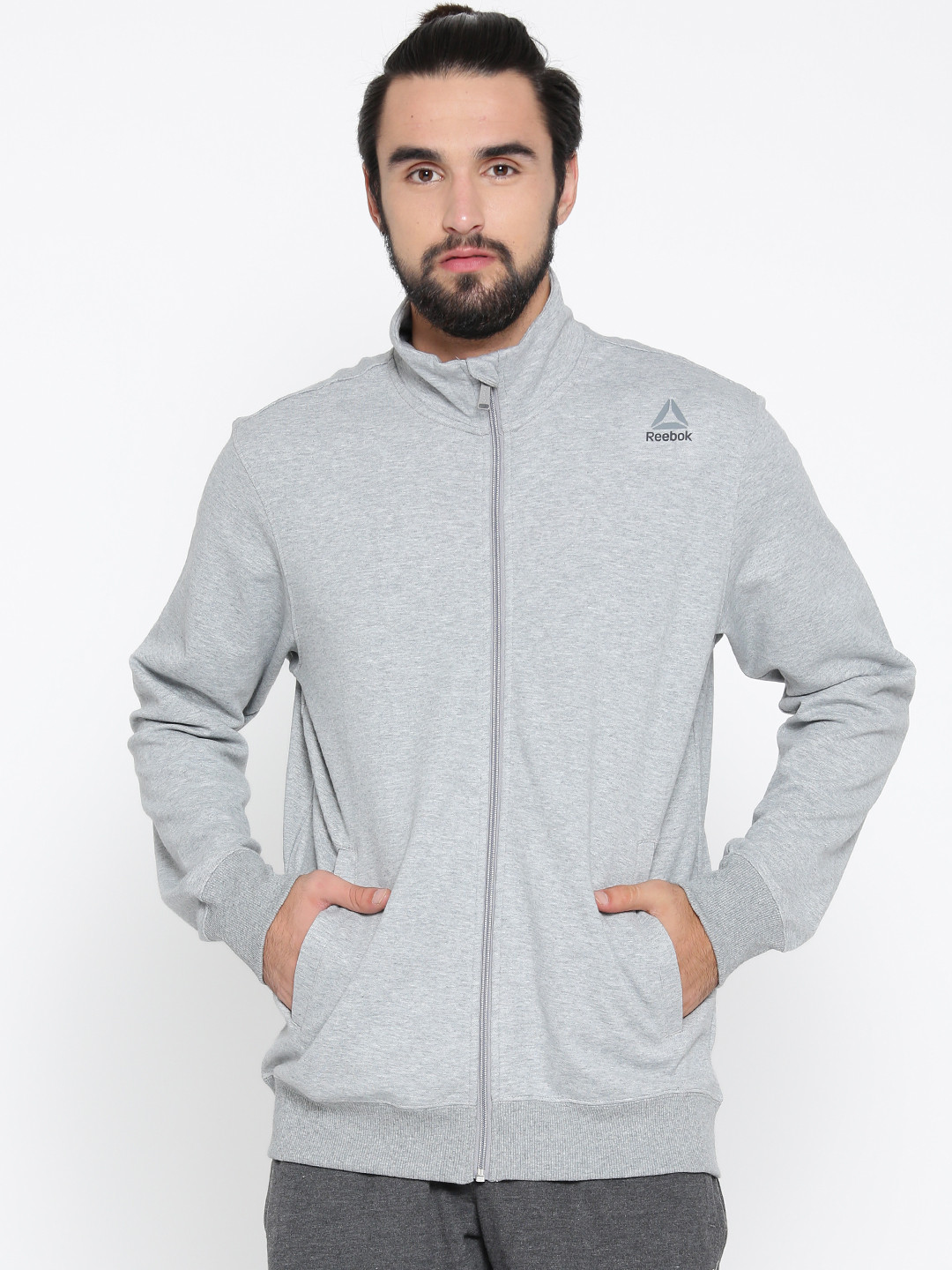 Buy Reebok Men Grey Melange Core Track Jacket - Jackets for Men 2036451 ...