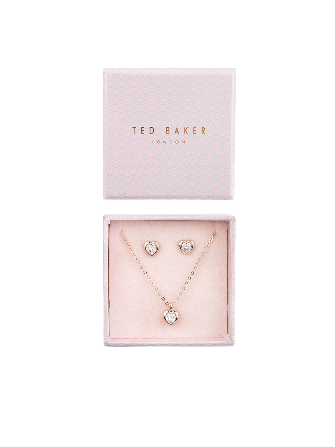Buy Ted Baker Rose Gold Toned & White Crystal Studded Jewellery Set ...