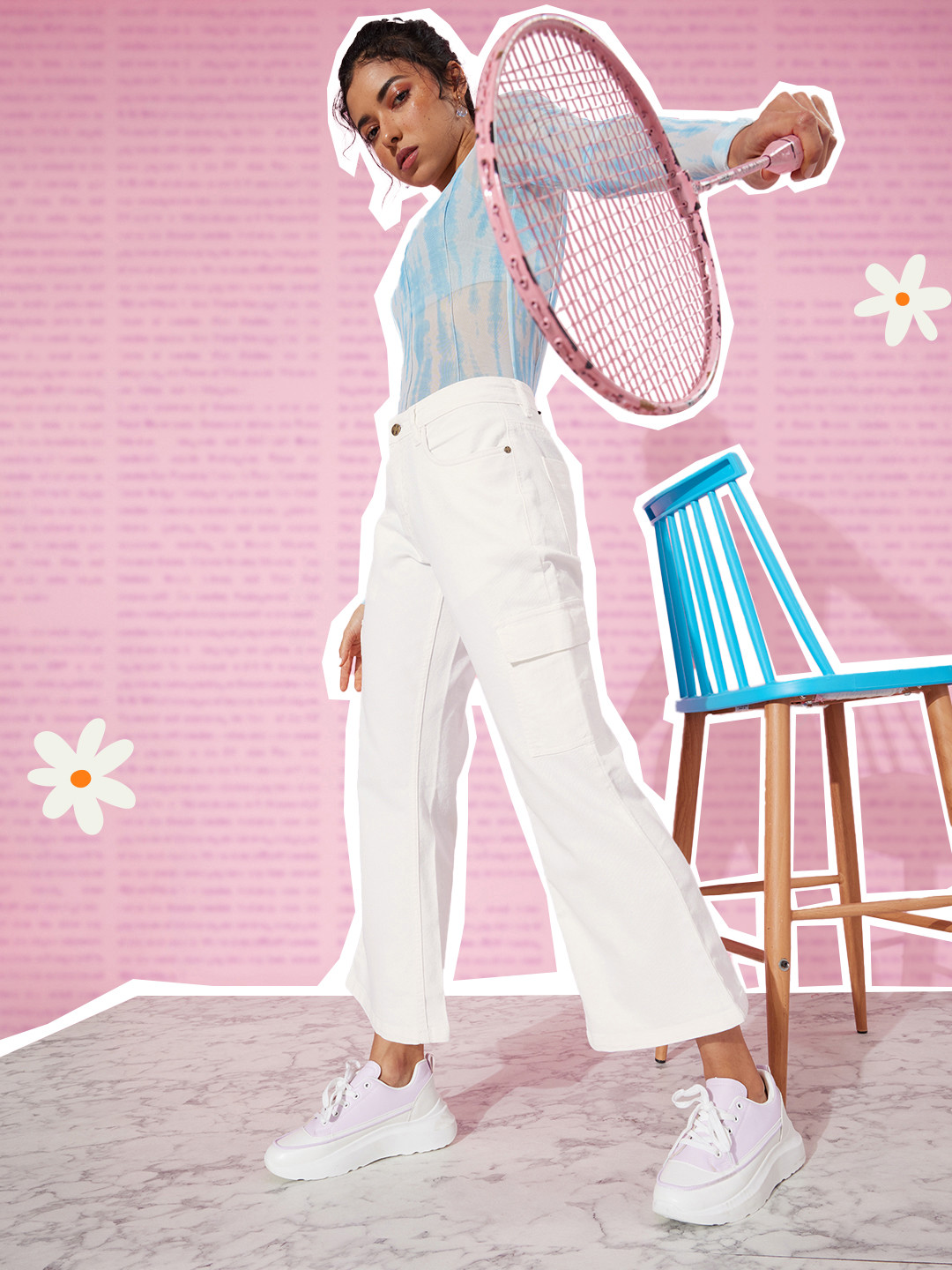 Buy Kook N Keech Women Milky White Flared Fit Mid Rise Stretchable ...