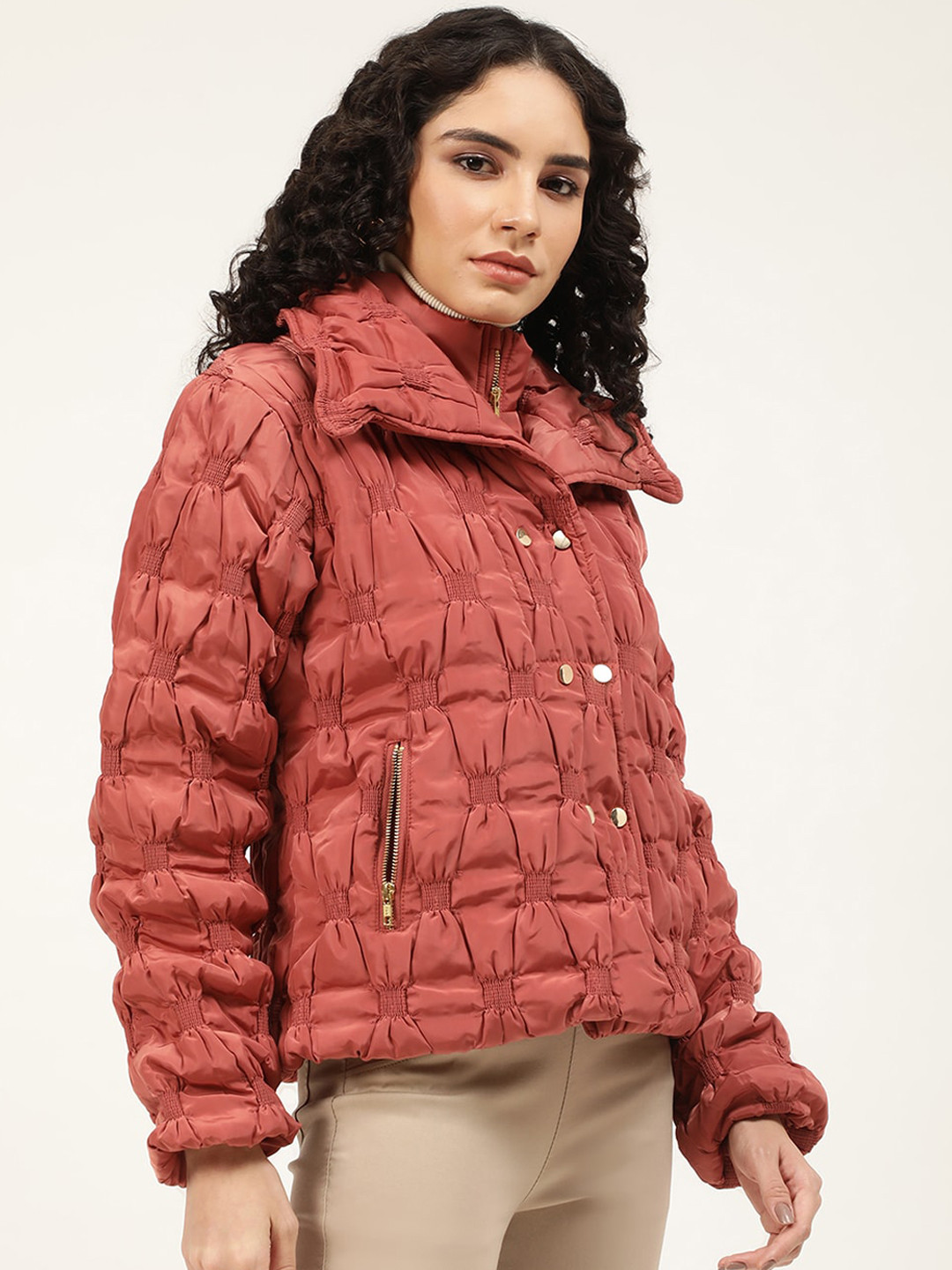 Buy ELLE Women Rust Solid Puffer Jacket - Jackets for Women 20374102 ...