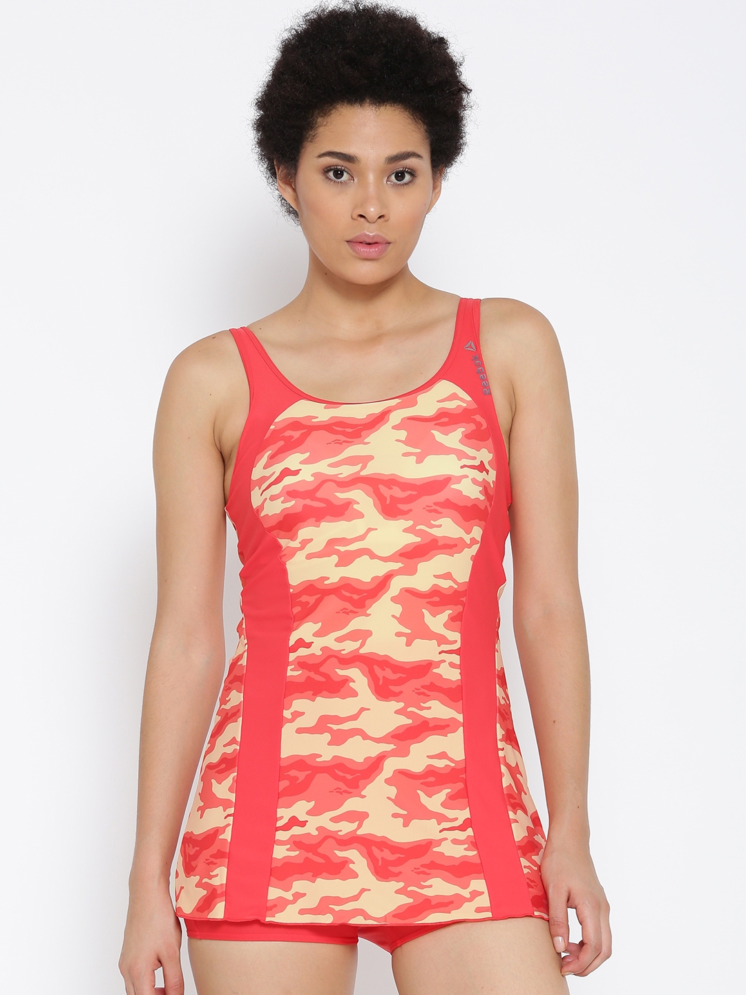 Buy Reebok Orange And Cream Coloured Ws Skt Camouflage Print Swimwear Cf9957 Swimwear For Women