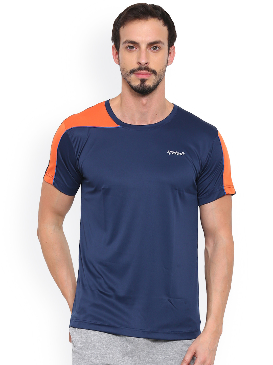 Buy Sporto Red Men Navy Solid Slim Fit Round Neck T Shirt - Tshirts for ...