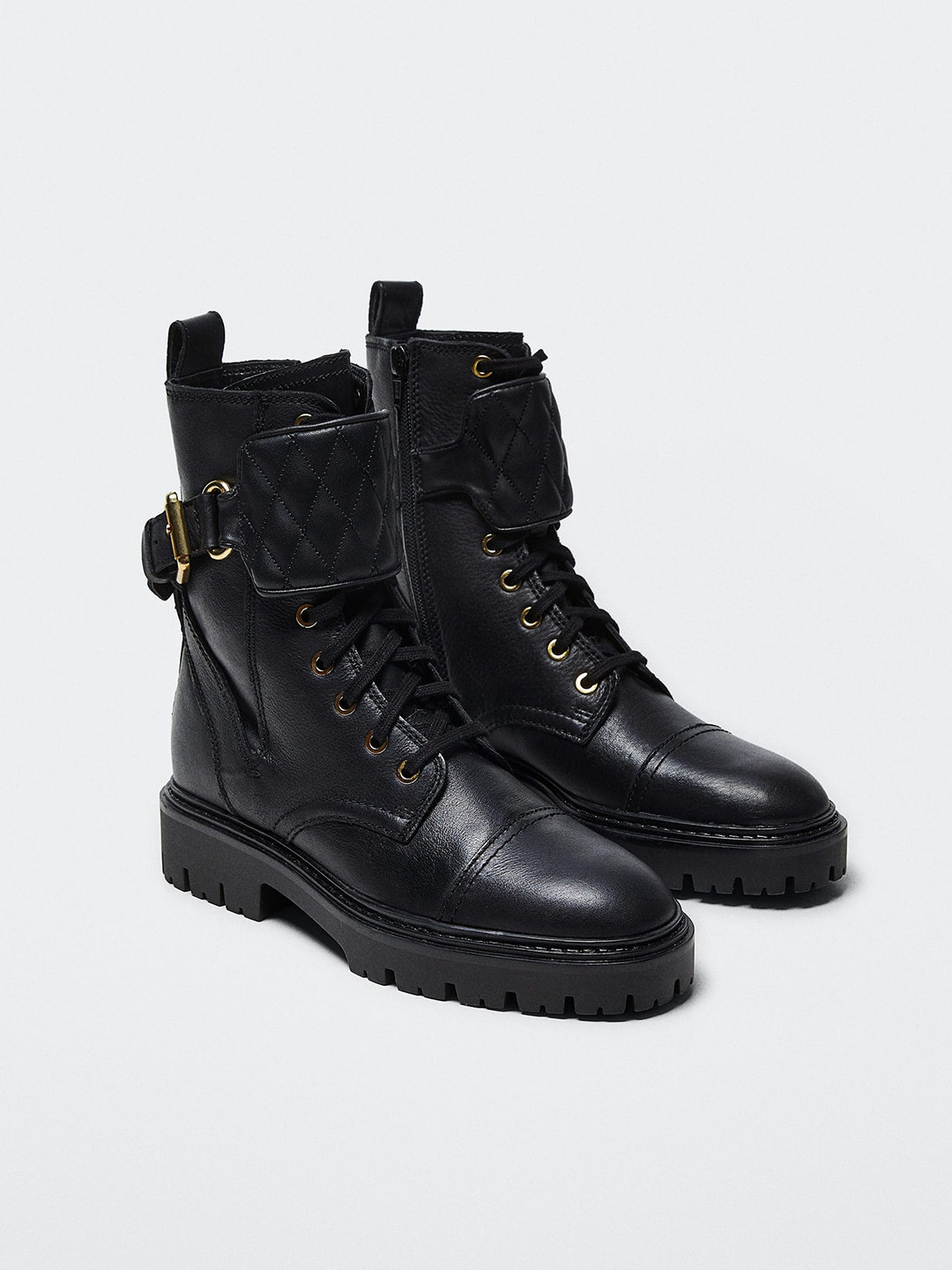 Buy MANGO Women Black Quilted High Top Regular Heeled Boots - Boots for ...