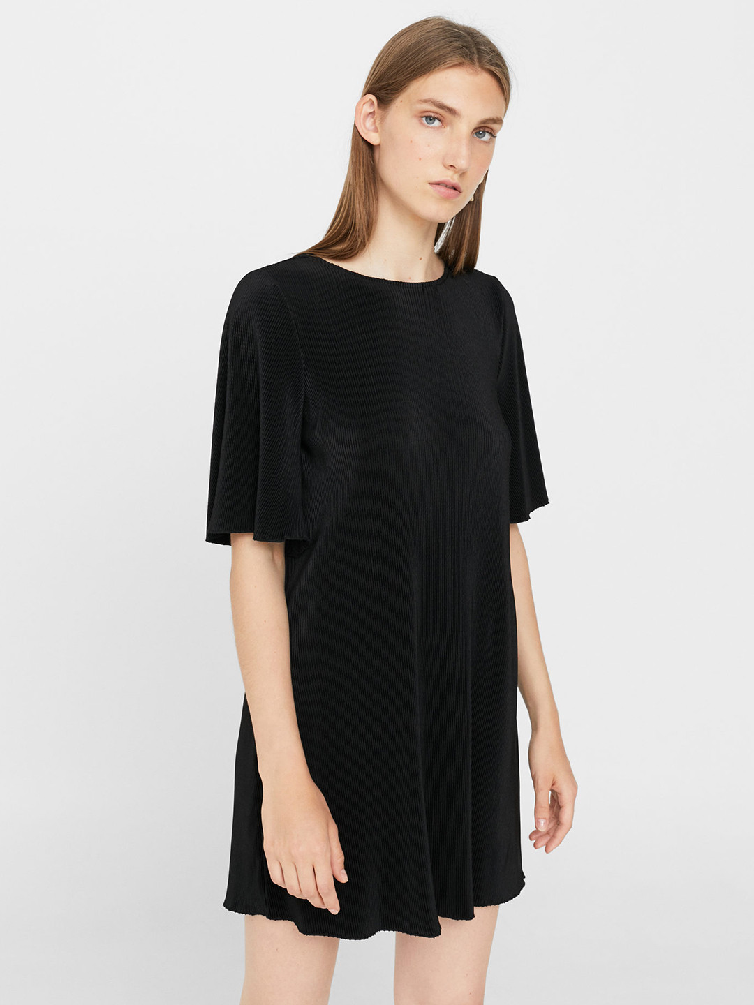 Buy MANGO Women Black Pleated Shift Dress - Dresses for Women 2037965 ...