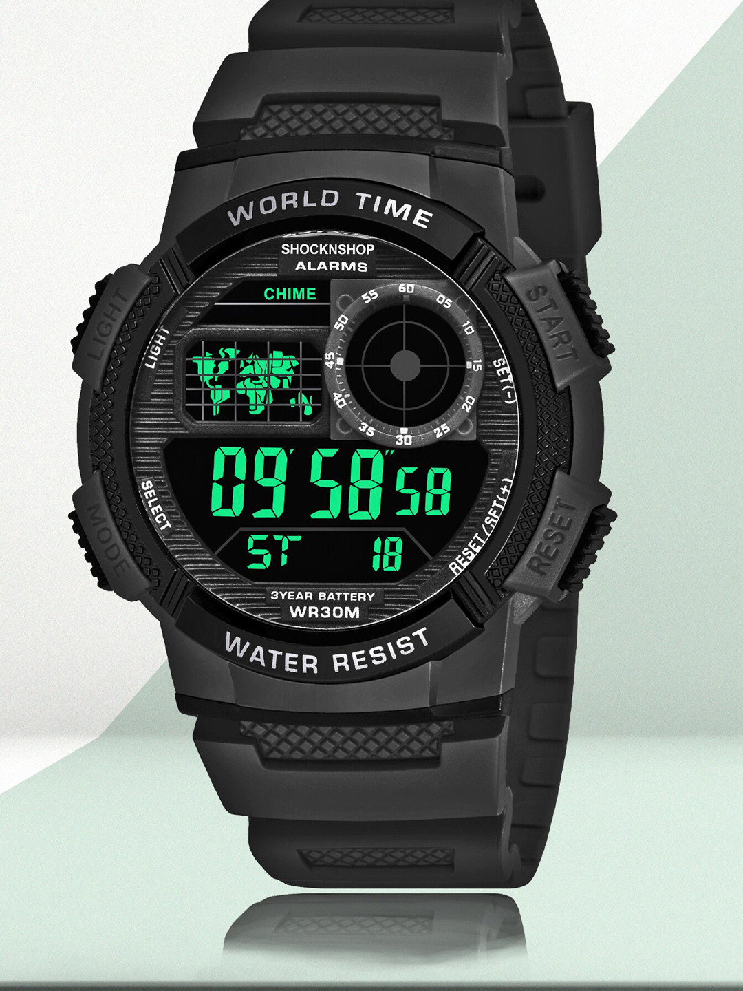 Buy Shocknshop Men Black Dial & Black Straps Digital Multi Function ...