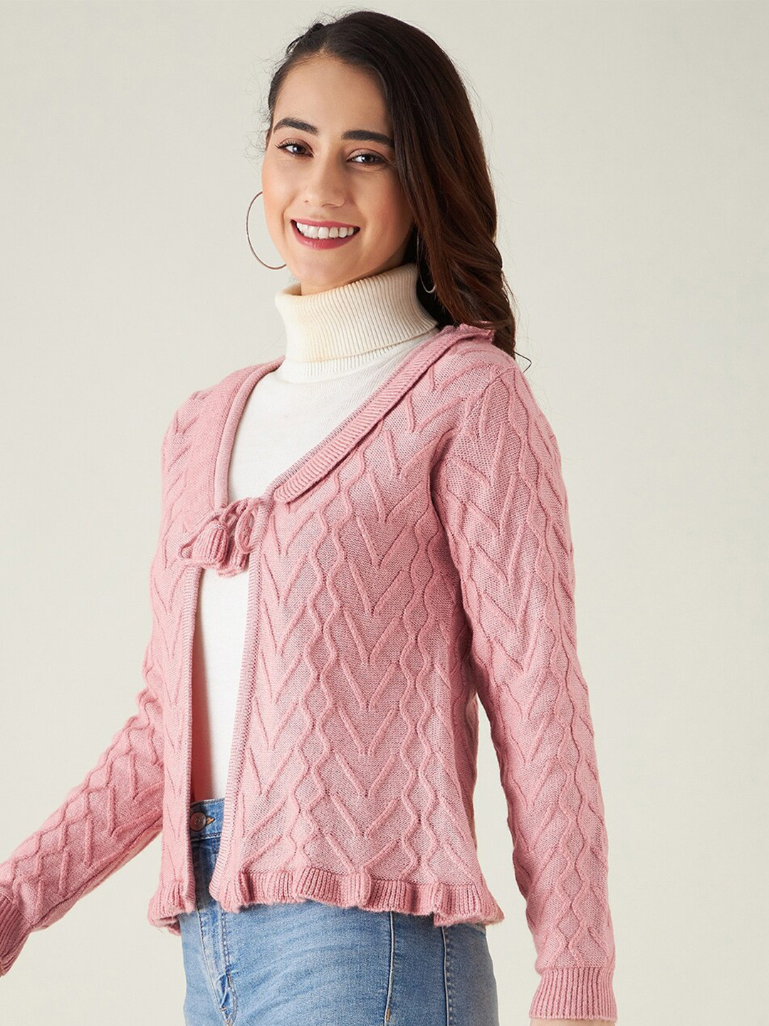Buy Modeve Women Pink Cable Knit Acrylic Sweater - Sweaters for Women ...