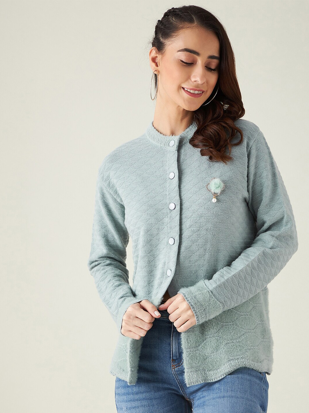 Buy Modeve Women Turquoise Blue Cardigan - Sweaters for Women 20381602 ...