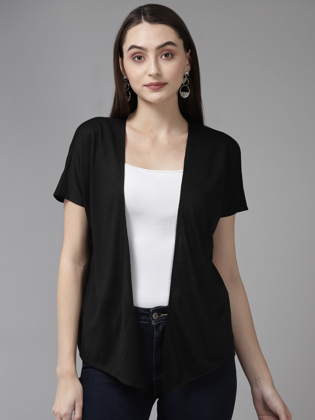 Buy Aarika Women Black Lightweight Open Front Jacket - Jackets for ...