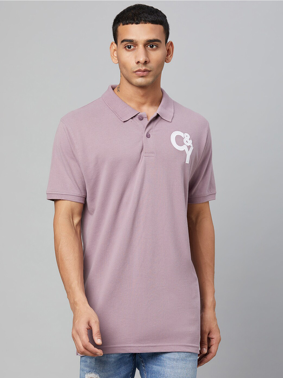 Buy Club York Men Lavender Polo Collar Regular Fit T Shirt - Tshirts ...