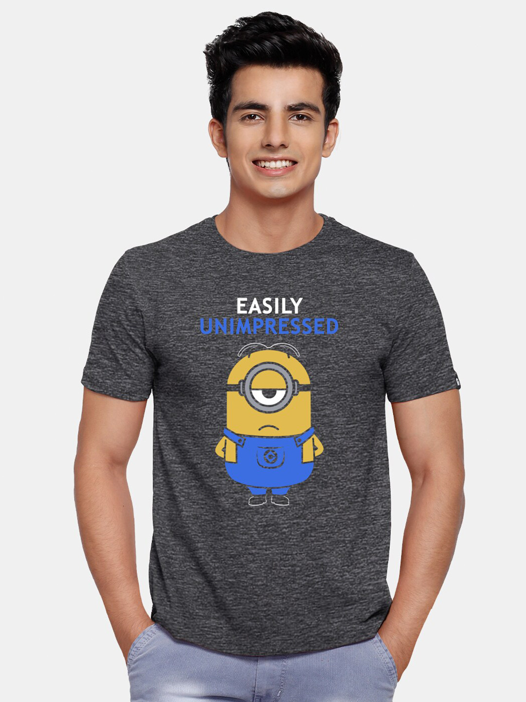 Buy The Souled Store Men Grey Minions Printed T Shirt - Tshirts for Men ...