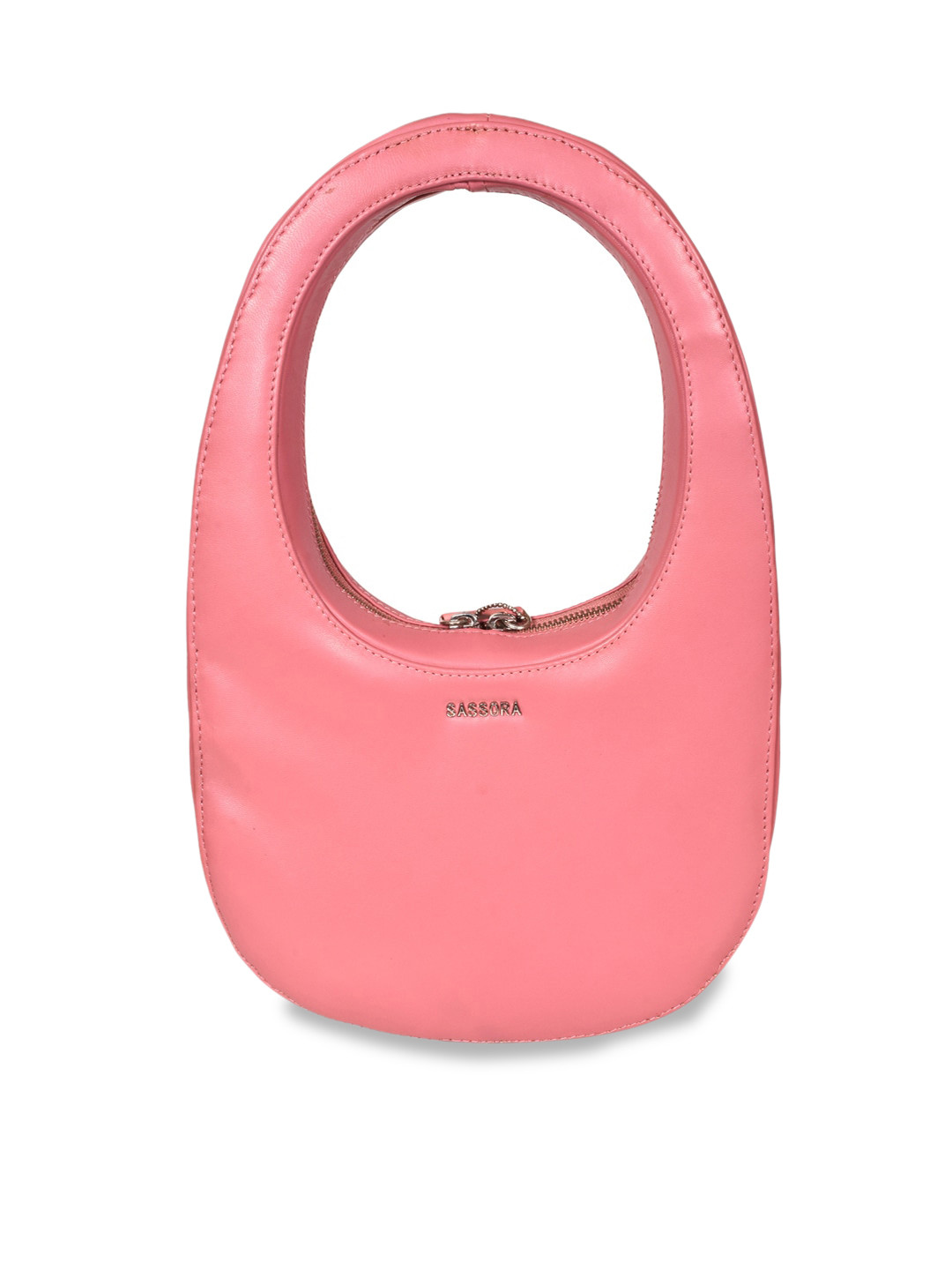 Buy Sassora Fuchsia Leather Half Moon Hobo Bag - Handbags for Women ...
