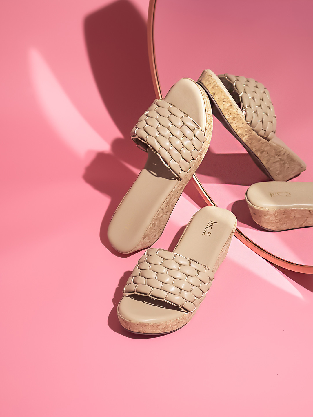 Buy Inc 5 Beige Wedge Textured Sandals - Heels for Women 20391196 | Myntra