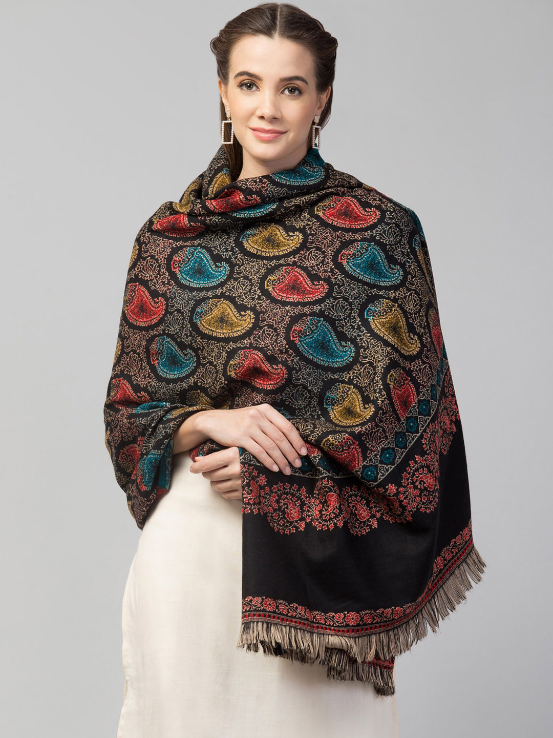 Buy Tweedle Women Black Woven Design Shawl - Shawl for Women 20393036 ...