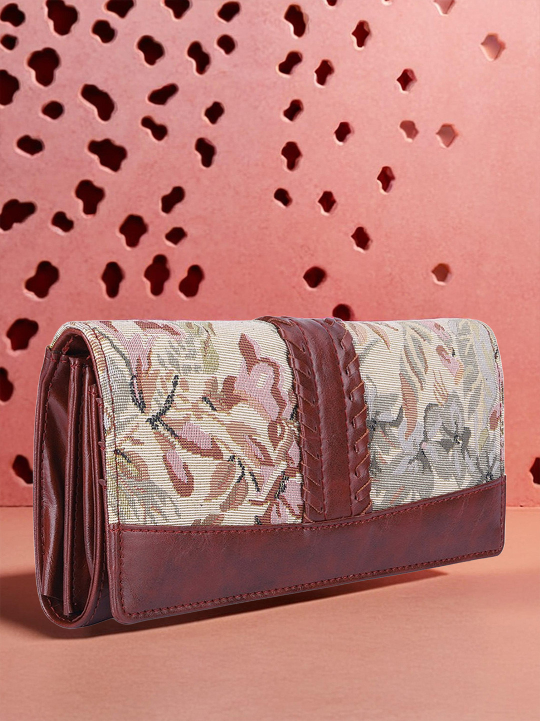 Buy THE CLOWNFISH Serina Beige & Brown Floral Printed Envelope ...