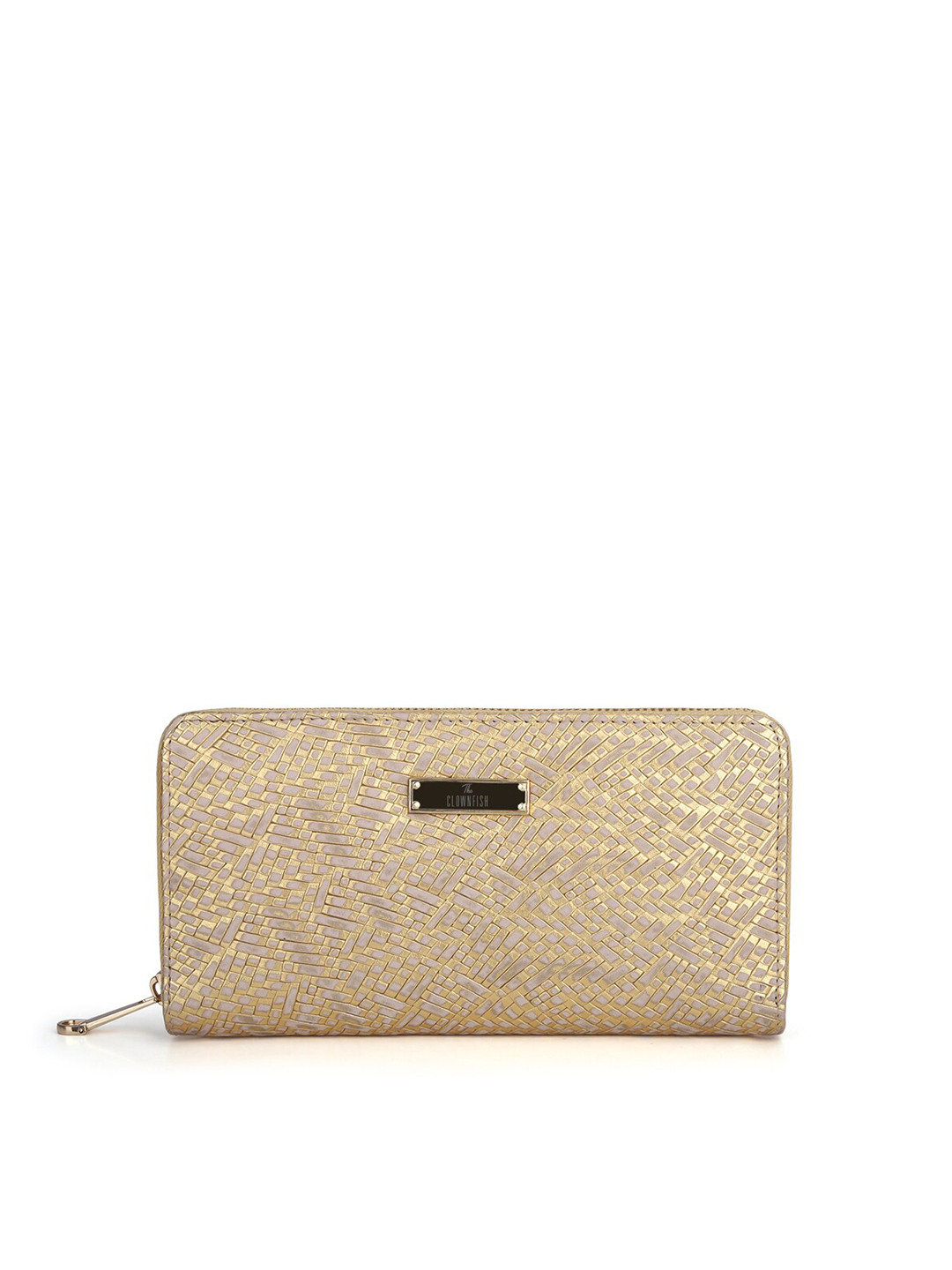 Buy THE CLOWNFISH Women Gold Toned Leather Zip Around Wallet - Wallets ...