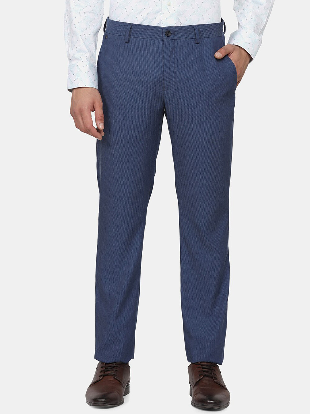 Buy Blackberrys Men Blue Slim Fit Formal Trouser - Trousers for Men ...