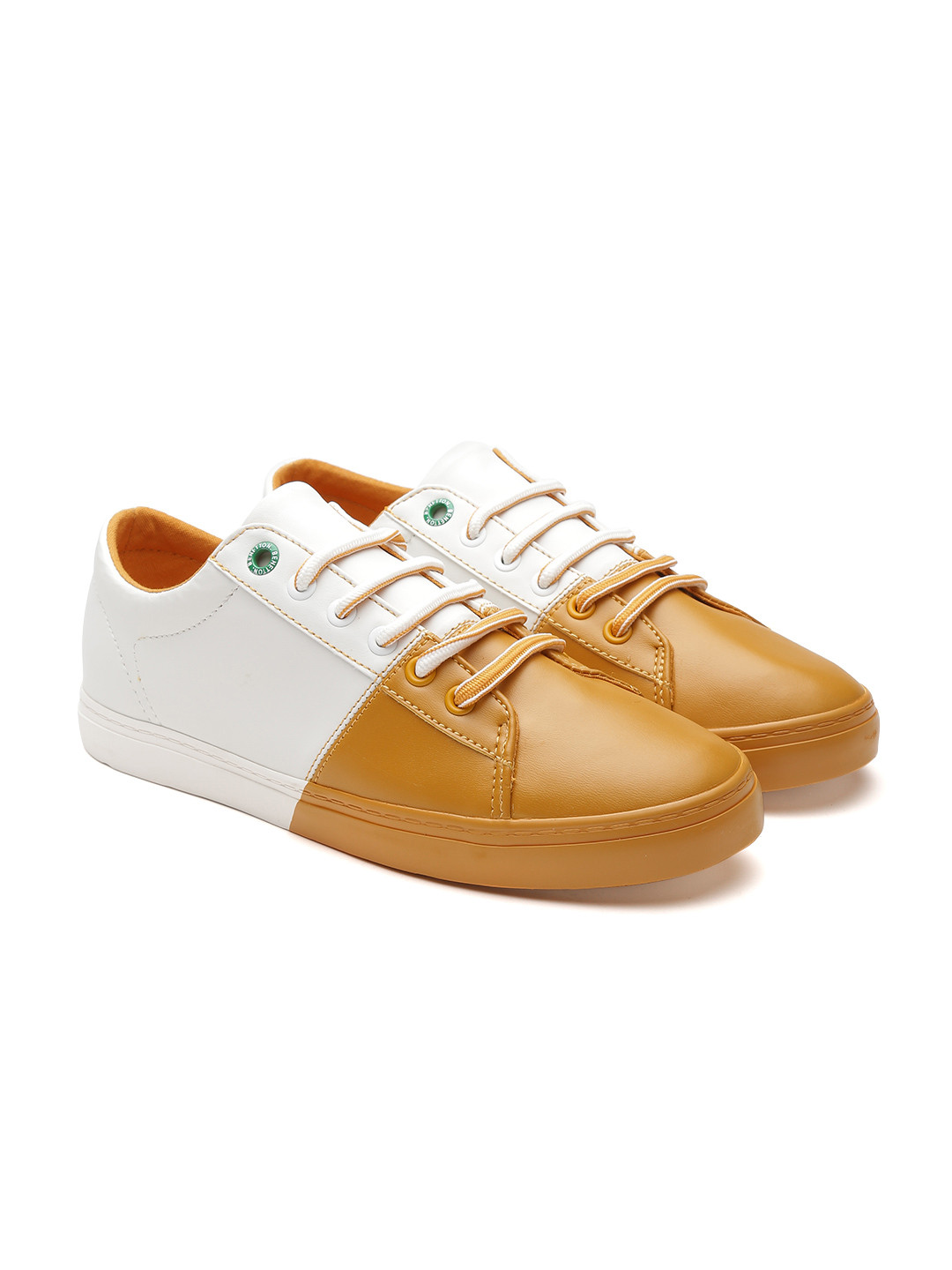 Buy United Colors Of Benetton Men Mustard Yellow & White Colourblocked ...