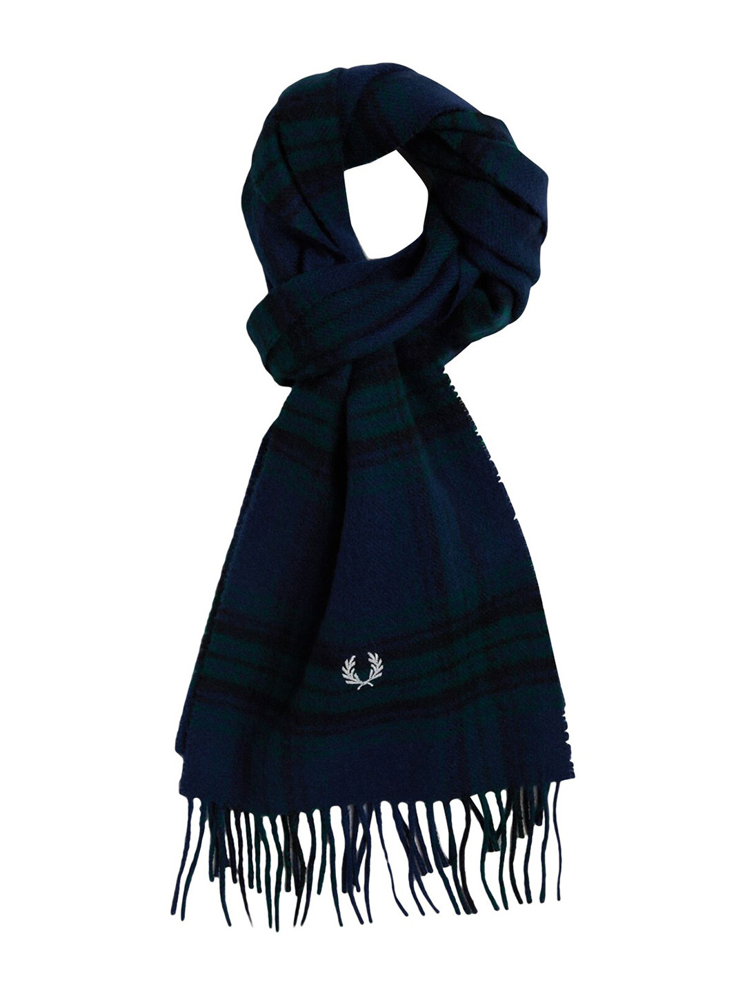 Buy Fred Perry Men Blue & Green Checked Wool Scarf - Scarves for Men ...