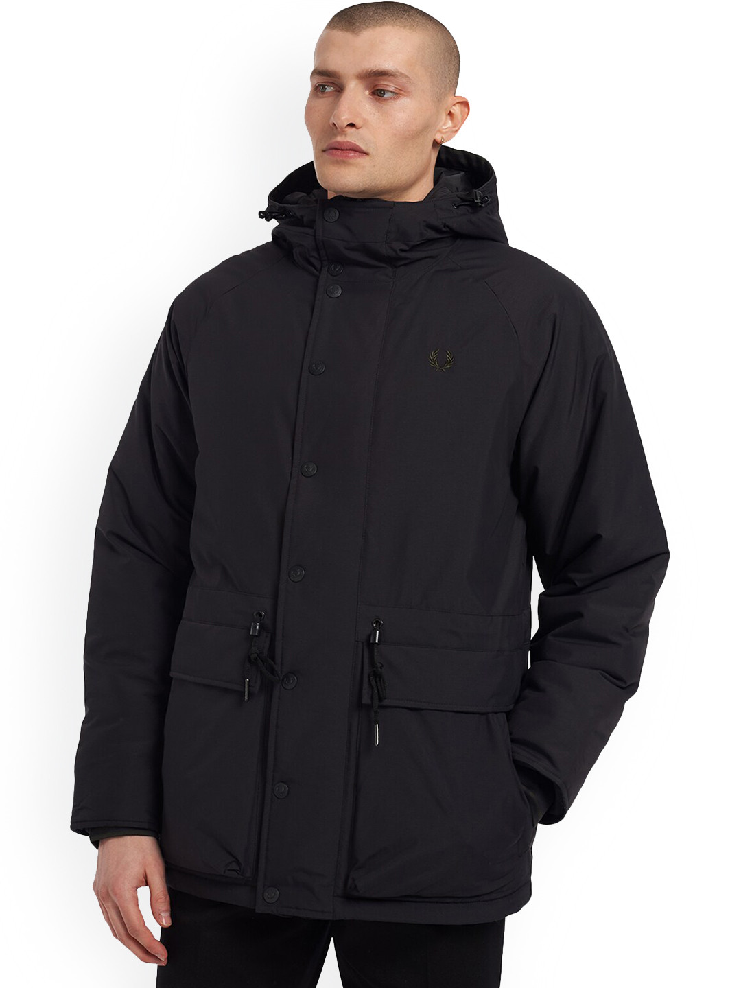 Buy Fred Perry Men Black Longline Open Front Jacket - Jackets for Men ...