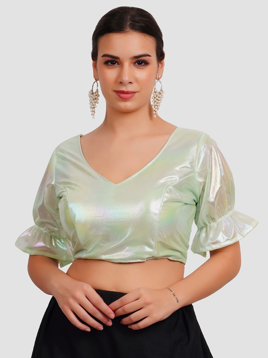 Buy Trendzmy Women Green Solid Silk Puff Sleeves Saree Blouse - Saree ... Buy Trendzmy Women Green Solid Silk Puff Sleeves Saree Blouse - Saree ...