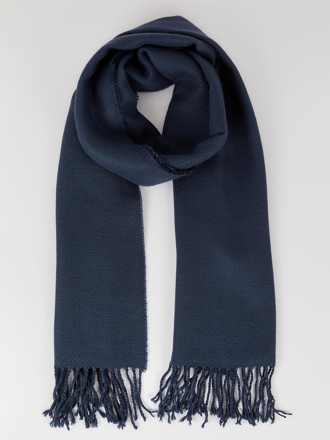 Buy DeFacto Men Navy Blue Acrylic Solid Scarf - Scarves for Men ...