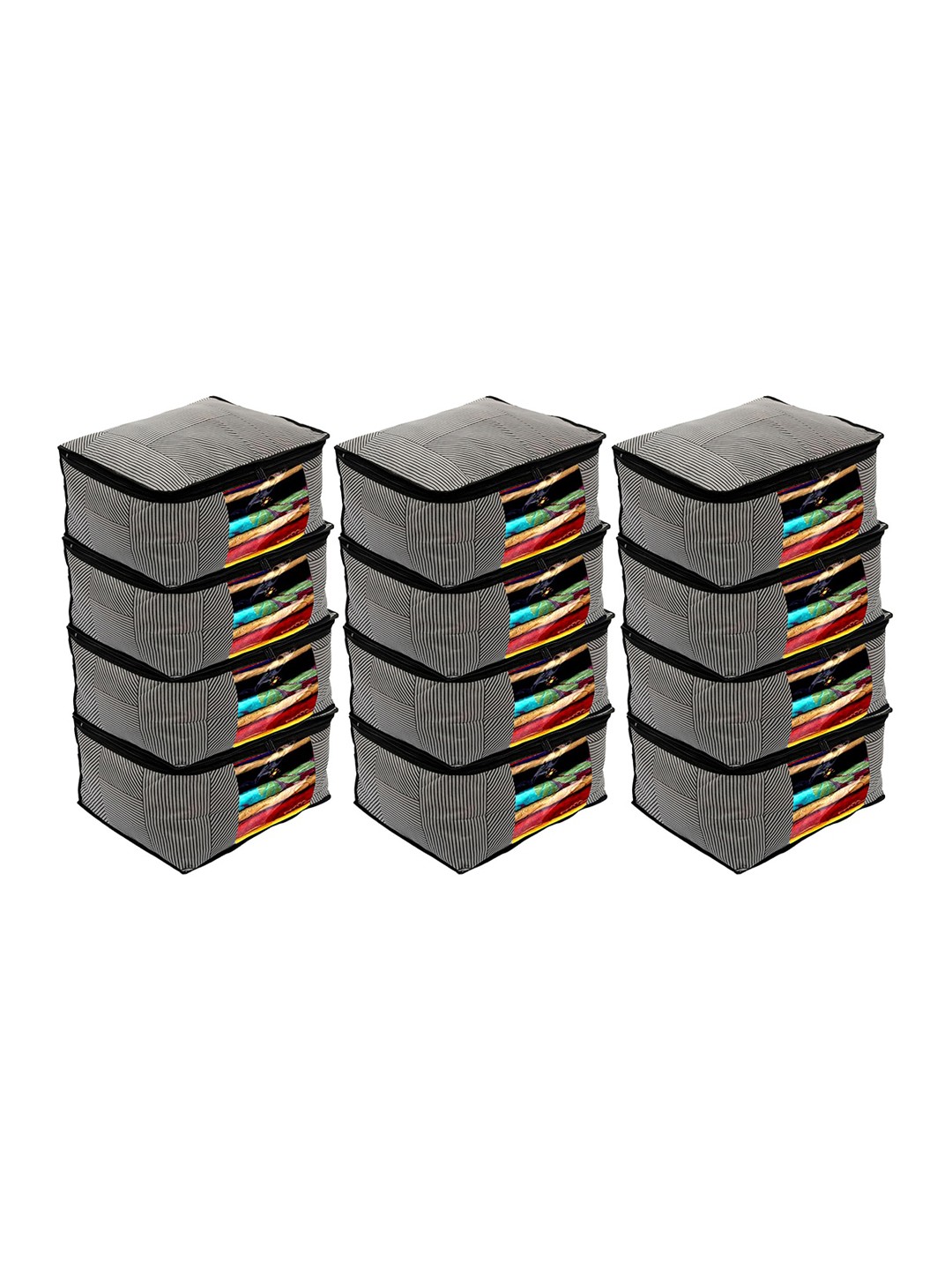 Buy Kuber Industries Set Of 12 Grey Printed Non Woven Saree Cover