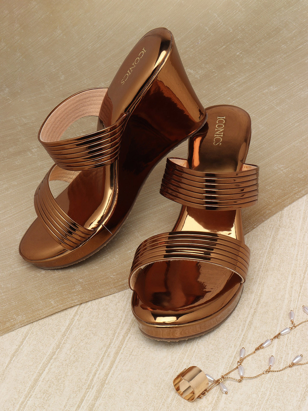 Buy ICONICS Copper Toned Textured Heels - Heels for Women 20413754 | Myntra