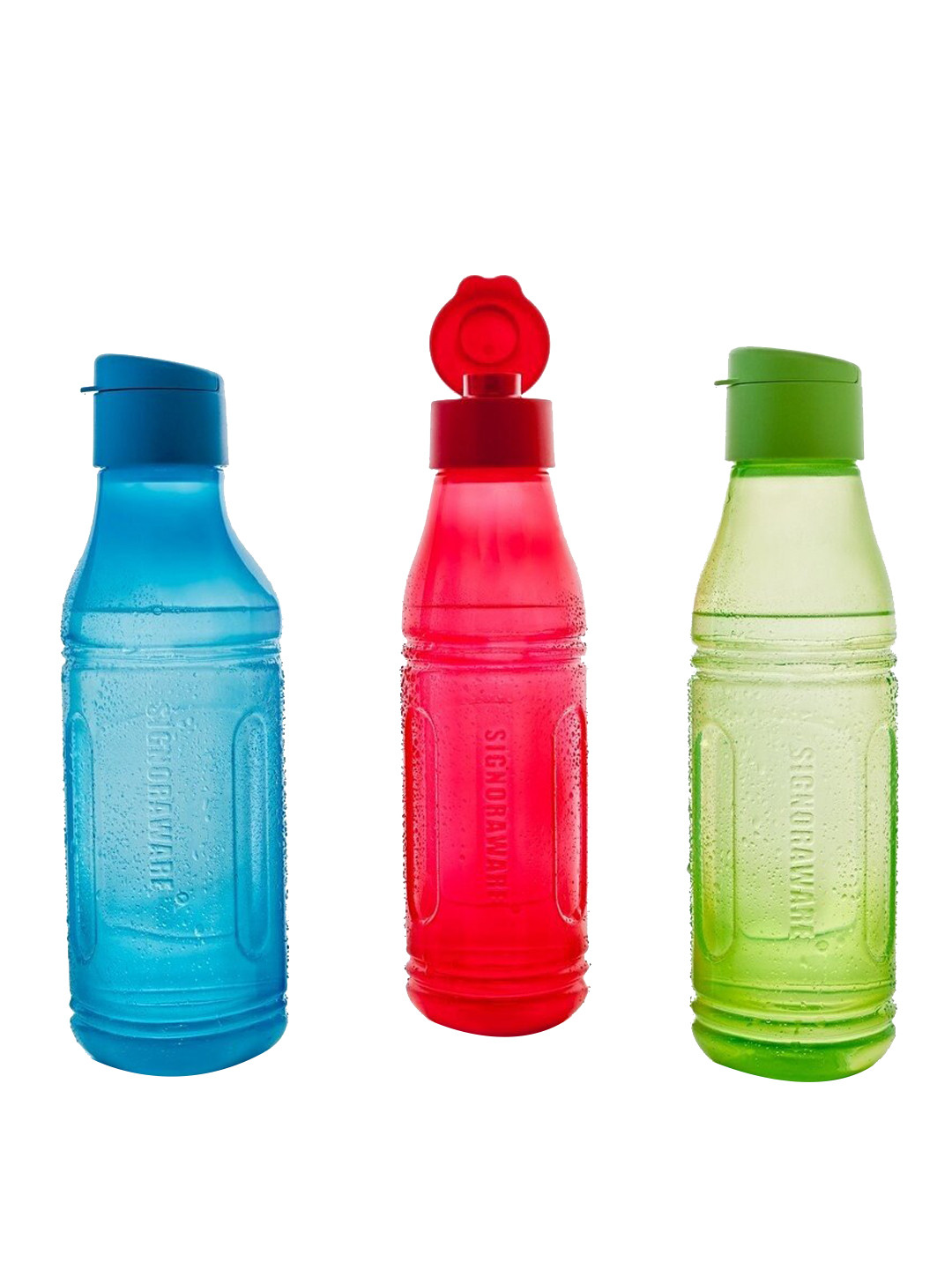 Buy SignoraWare Multicolored Set Of 3 Textured Plastic Water Bottles ...