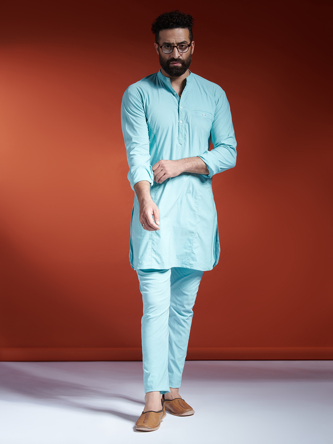 Buy MR BUTTON Men Blue Pure Cotton Kurta With Trouser - Kurta Sets for Men 20416682 | Myntra