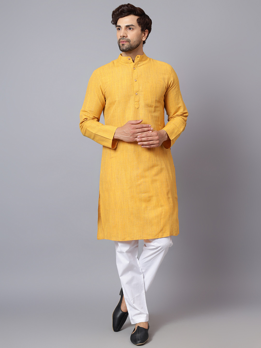 Buy Latest Chikan Garments Men Yellow Solid Straight Kurta - Kurtas for ...