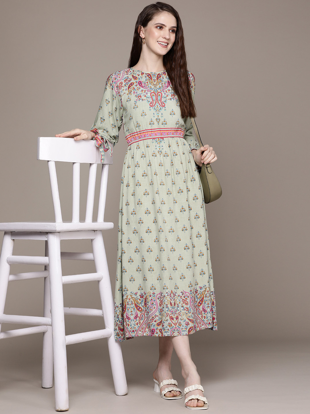 Buy Label Ritu Kumar Green Floral Maxi Dress - Dresses for Women ...