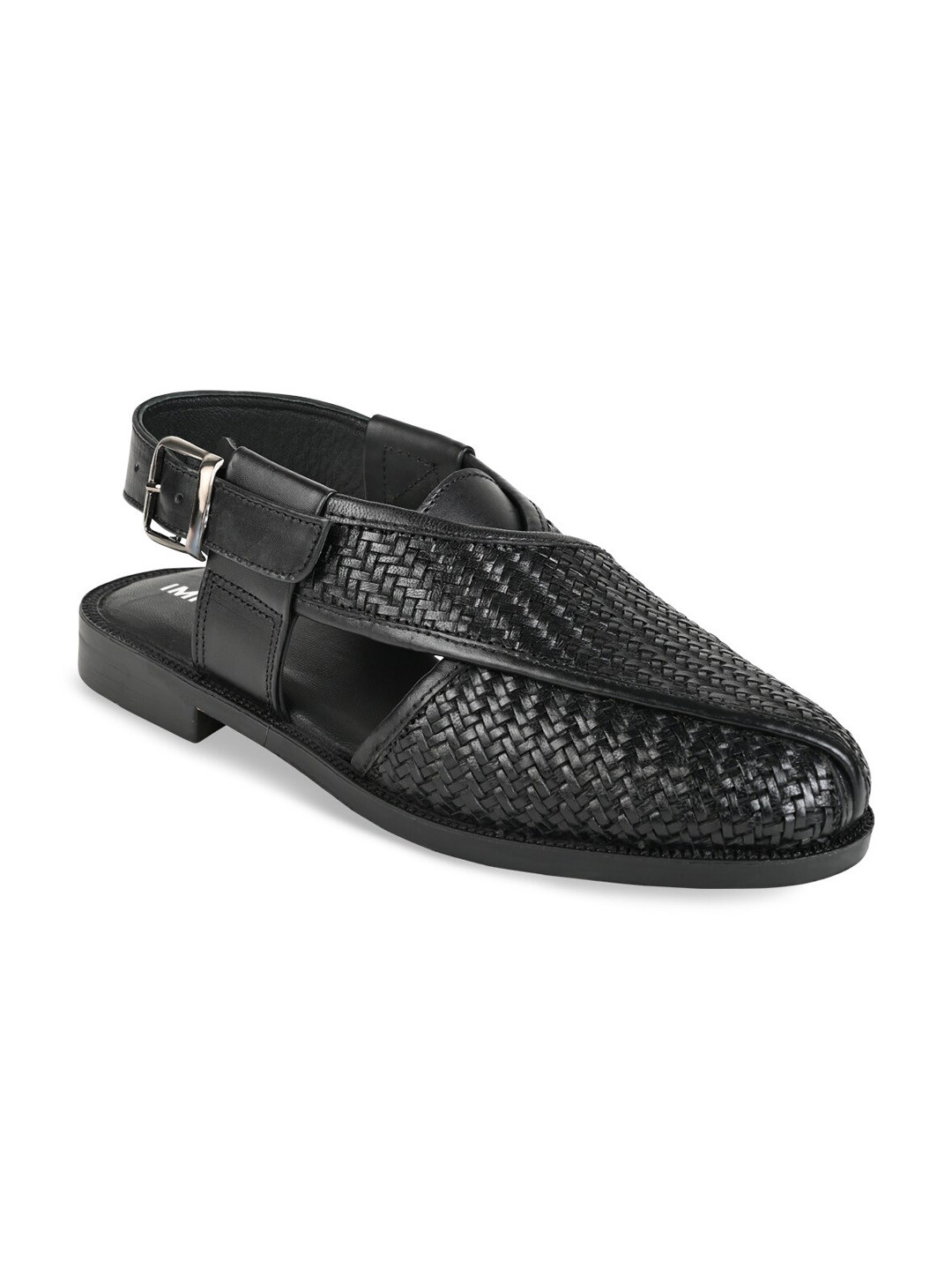 Buy Regal Men Black Textured Leather Shoe Style Sandals - Sandals for ...