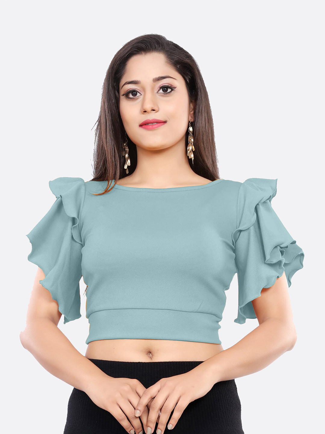 Buy LONDON BELLY Solid Ruffled Crop Top - Tops for Women 20427252 | Myntra