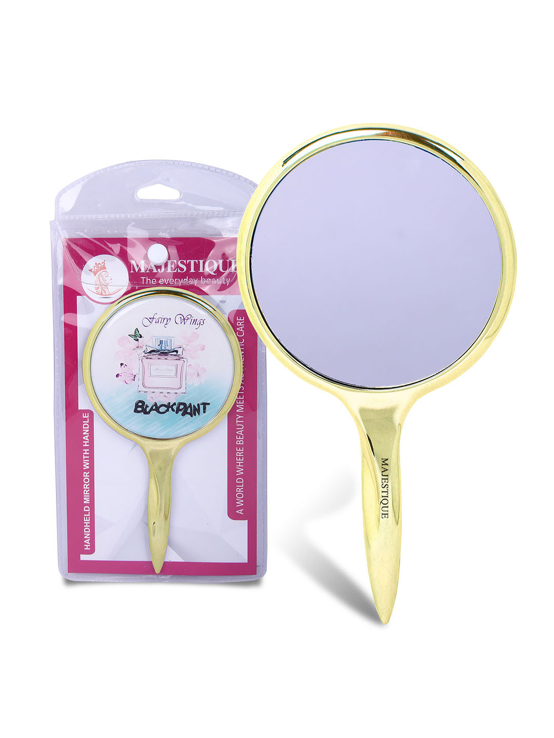 Buy MAJESTIQUE Gold Clear Glass With Handy Mirror - Pocket Mirror for ...