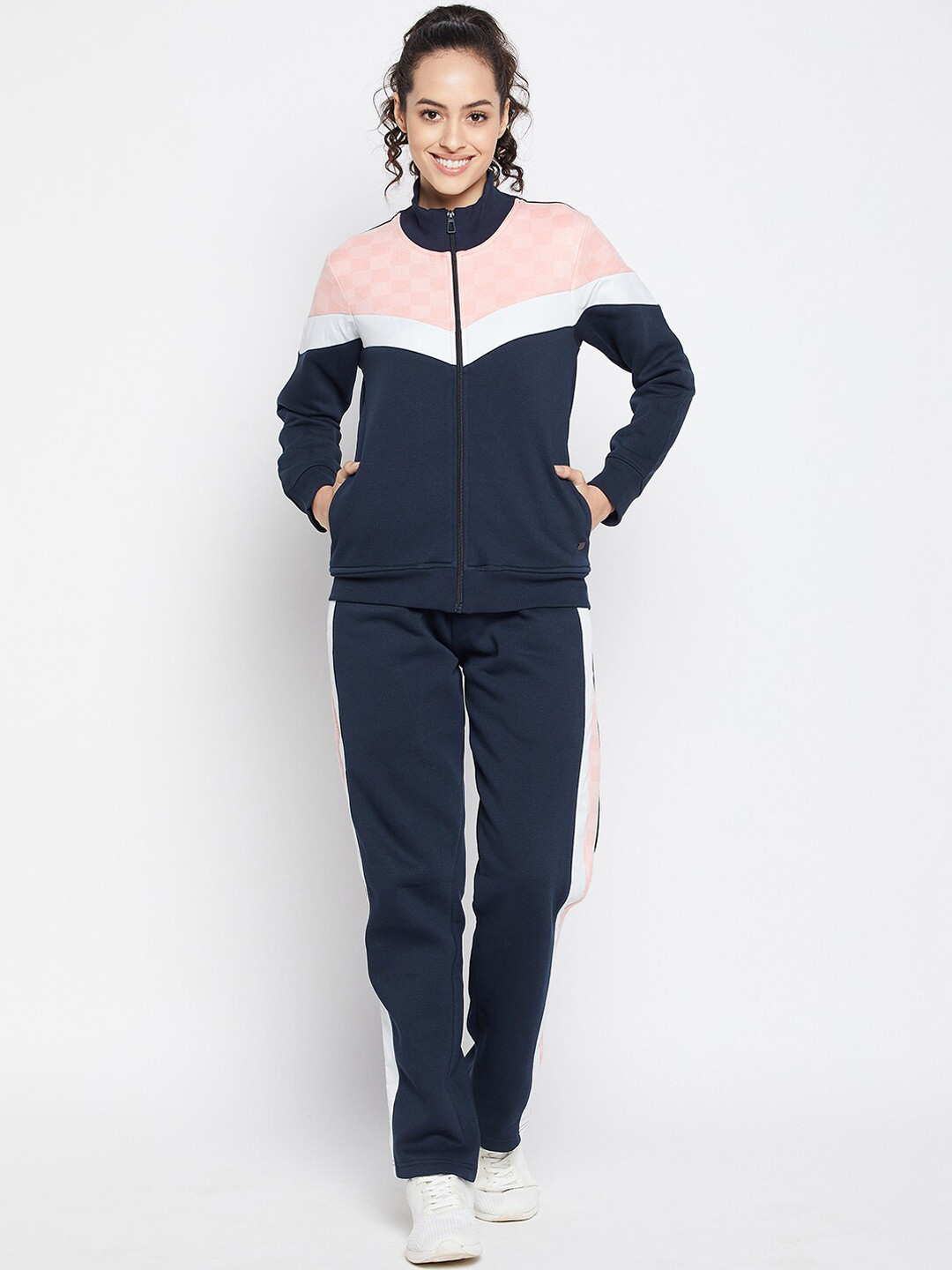 Buy Duke Women Blue Colorblocked Fleece Tracksuits - Tracksuits for ...