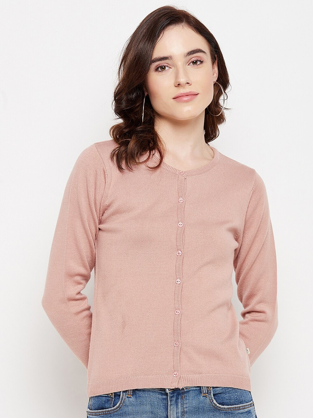 Buy Madame Women Peach Coloured Cardigan Sweater - Sweaters for Women ...