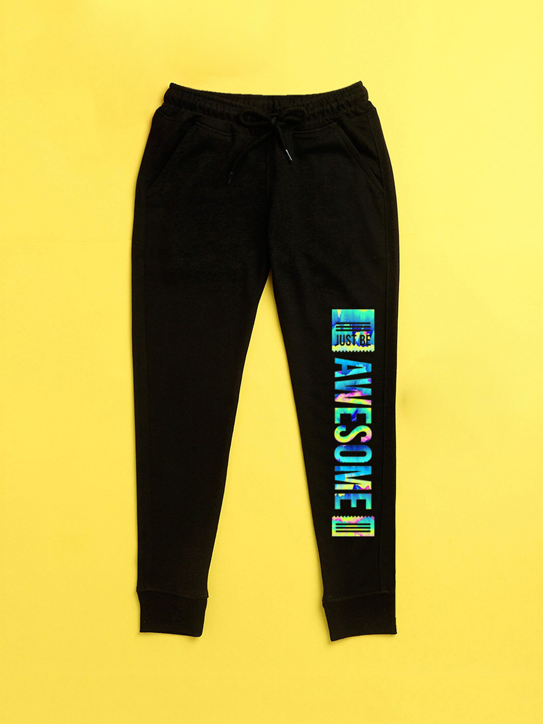 Buy NUSYL Kids Black Printed Joggers - Track Pants for Unisex Kids ...