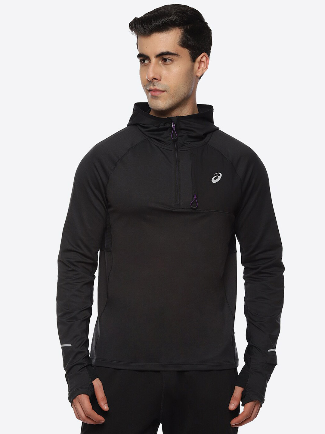 Buy ASICS Men Black Solid Winter Run LS Sweatshirts - Sweatshirts for ...