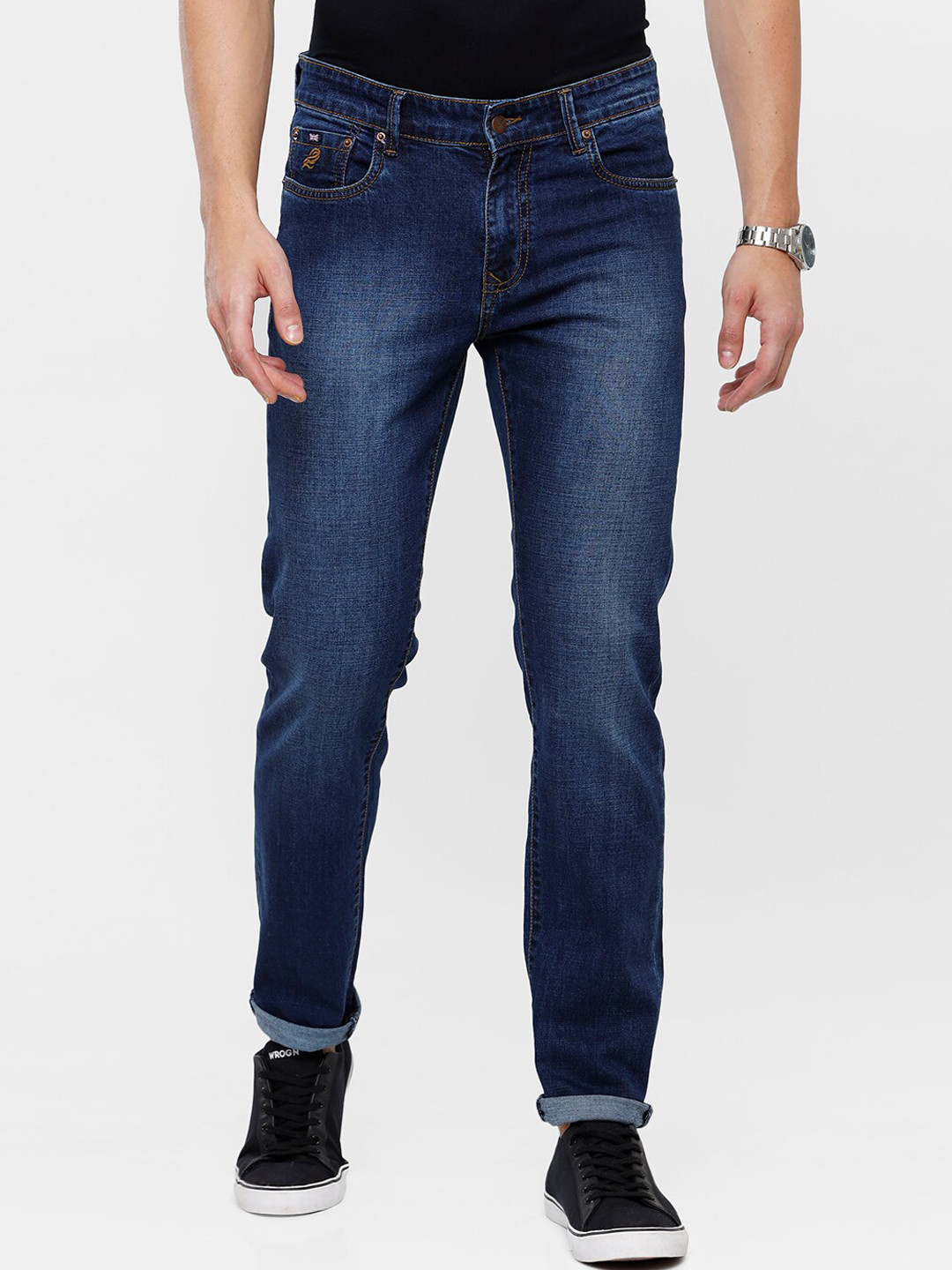 Buy Double Two Men Blue Lean Slim Fit Low Rise Light Fade Stretchable ...