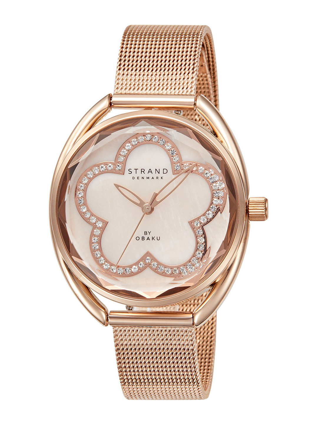 Buy STRAND BY OBAKU Women Rose Gold Toned Embellished Dial & Rose Gold ...