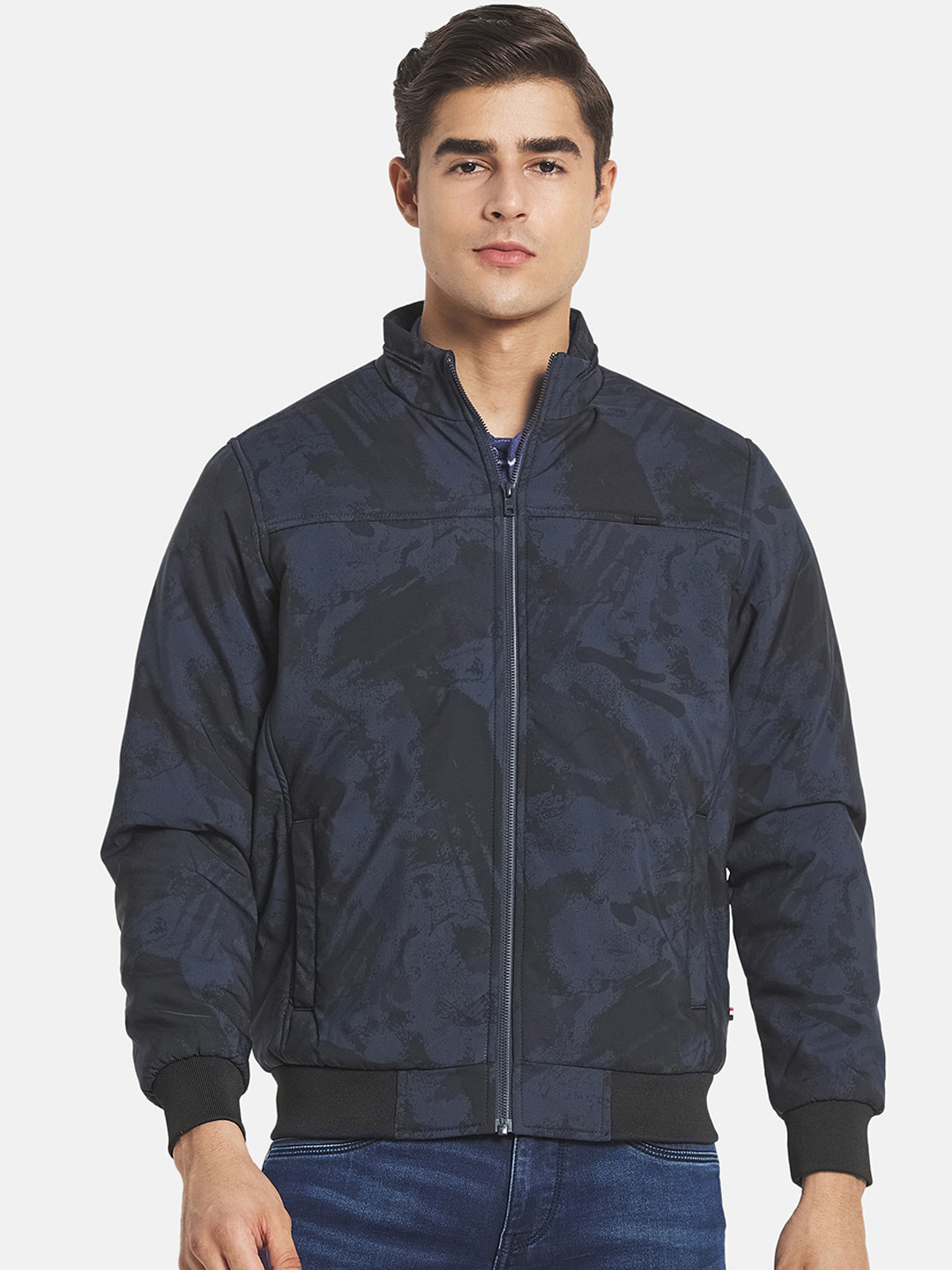 Buy Monte Carlo Men Plus Size Blue Printed Bomber Jacket - Jackets for ...
