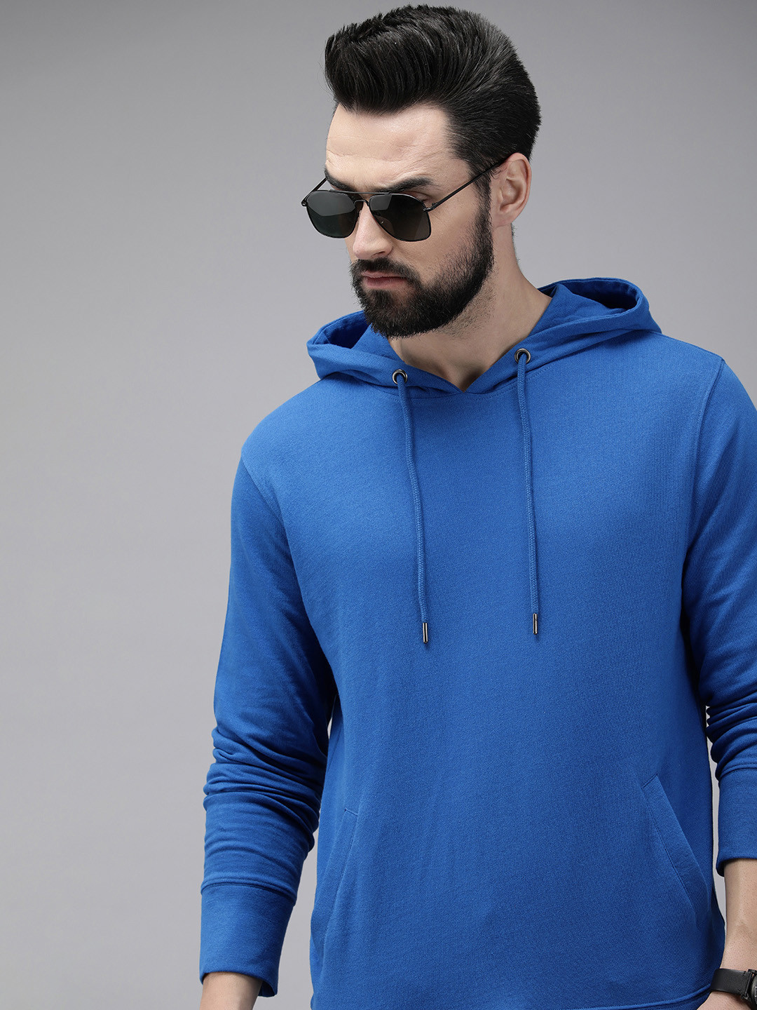 Buy Roadster Men Blue Hooded Sweatshirt - Sweatshirts for Men 20441950 ...