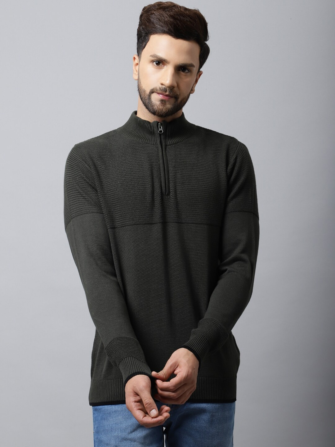 Buy Cantabil Men Olive Green Cardigan - Sweaters for Men 20442988 | Myntra