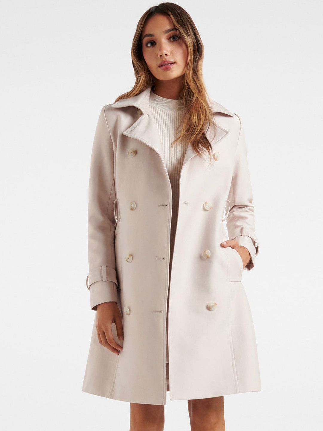 Buy Forever New Women Beige Longline Trench Coat - Coats for Women ...