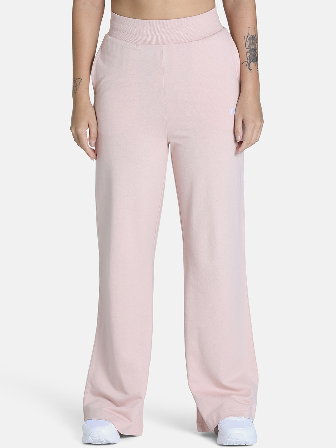 Buy Puma Women Pink Solid Pure Cotton Flared Track Pants - Track Pants ...