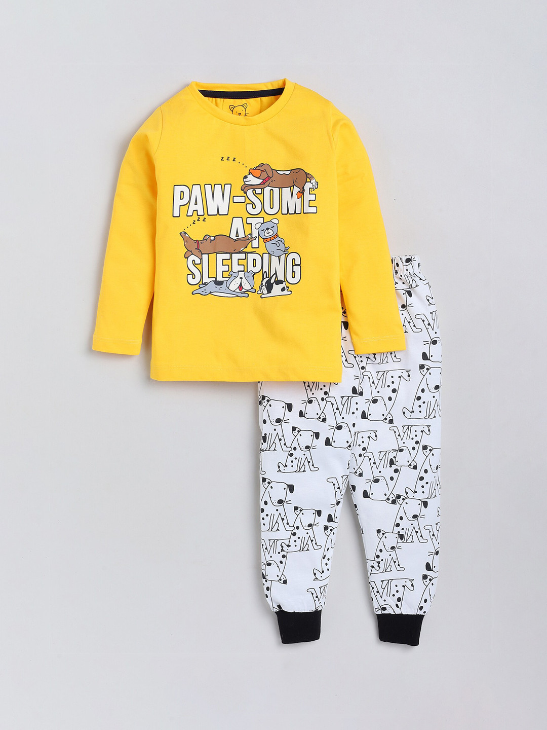 Buy Lazy Shark Boys Yellow & White Printed Night Suit - Night Suits for ...